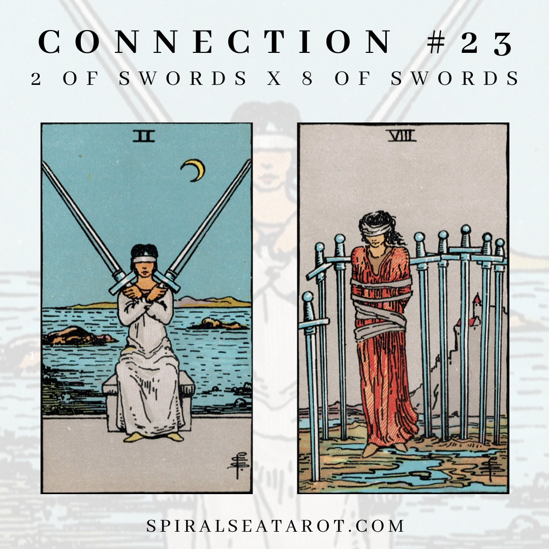 2 of Swords & 8 of Swords — Spiral Sea Tarot