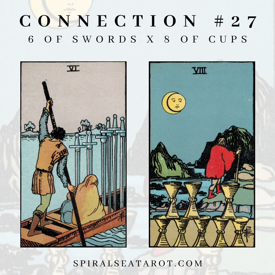 6 of Swords & 8 of Cups — Spiral Sea Tarot