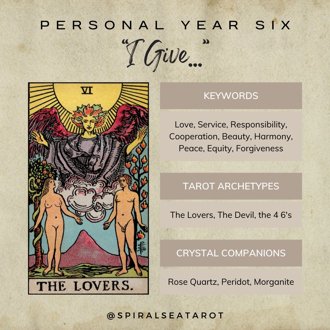 Personal Year 6 - A Year for Giving - Numerology — Spiral Sea Tarot