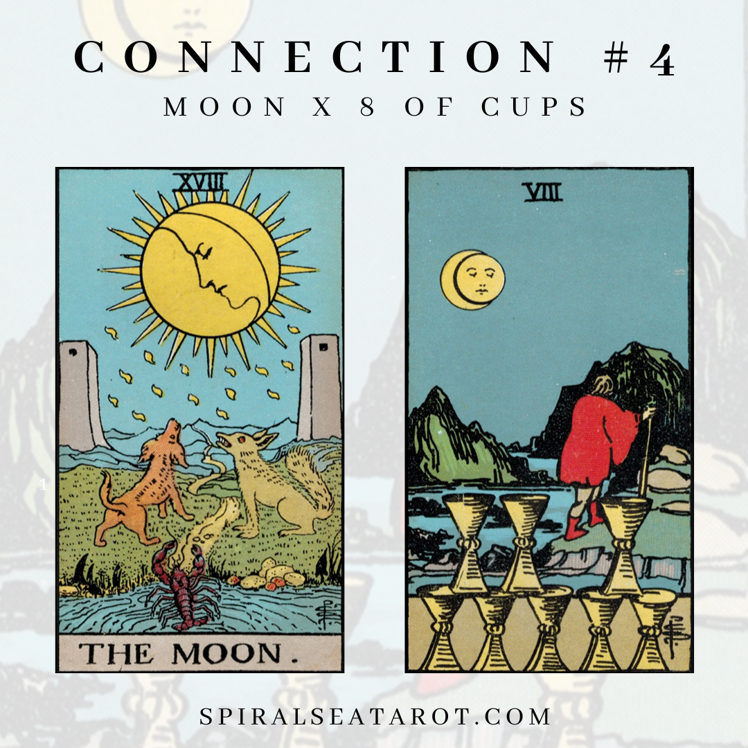 The Moon & 8 of Cups — Spiral Sea Tarot