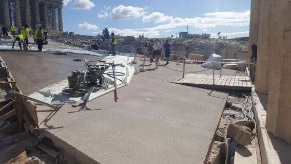 “Acropolis flooded”: First time in 2500 years due to cement paths (videos)