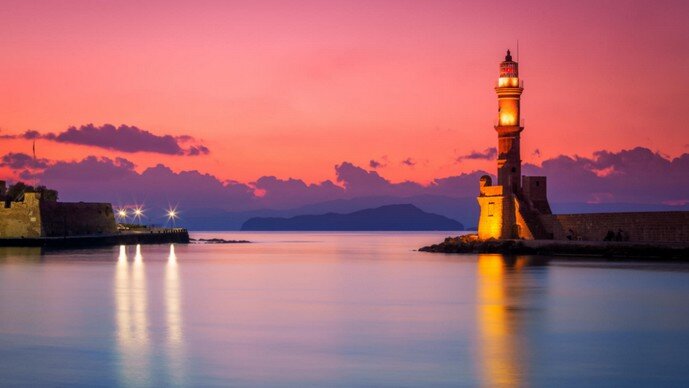 The Egyptian lighthouse of Chania, which looks like a scene from a ...