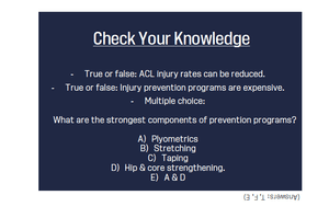 ACL Injury Prevention — Recognize to Recover
