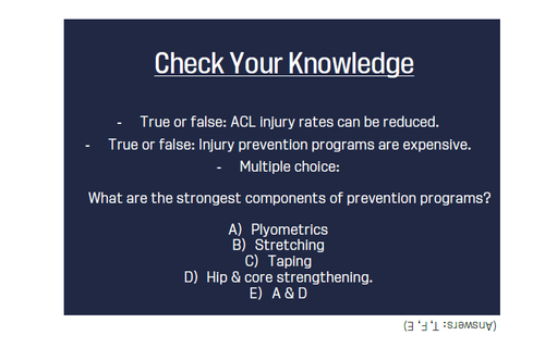 ACL Injury Prevention — Recognize to Recover