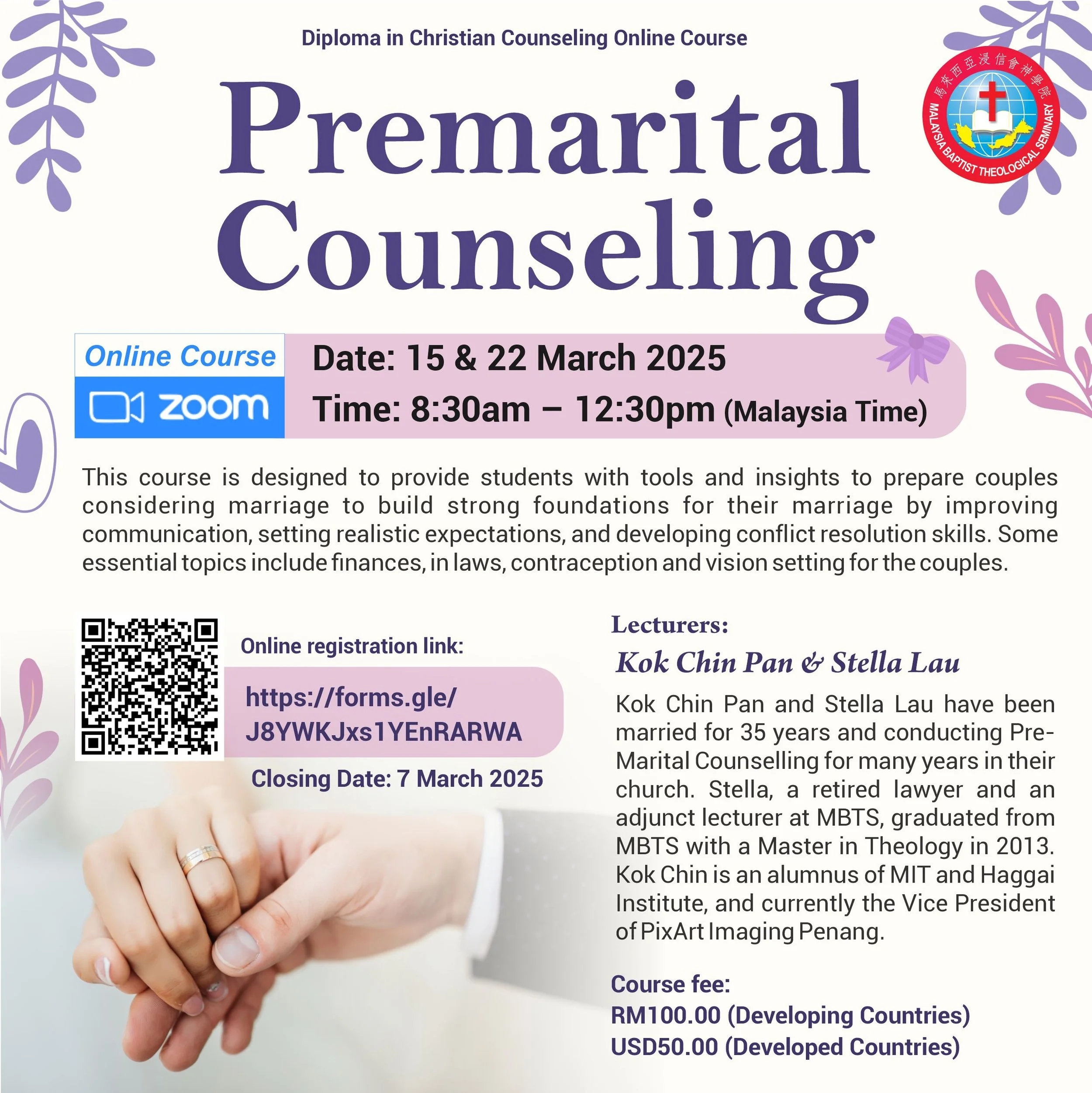 Schedule - Diploma in Christian Counselling — MBTS