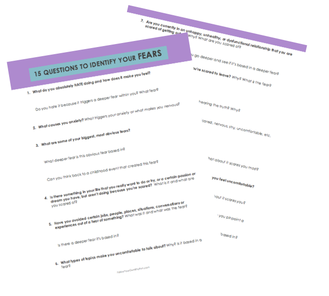 15 insightful questions to identify your FEARS — Follow Your Own Rhythm