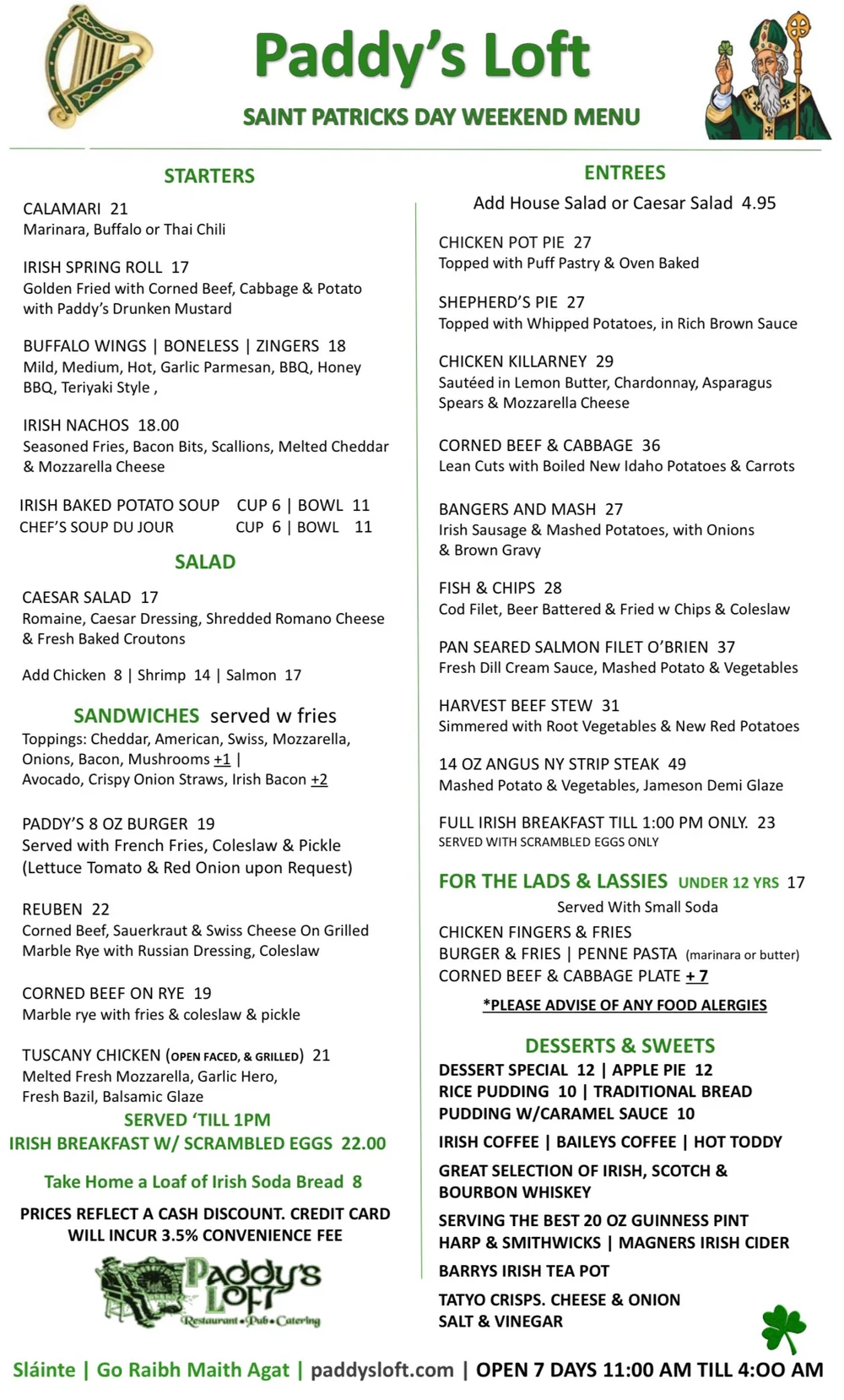 Paddy's Loft Restaurant - Pub - Catering