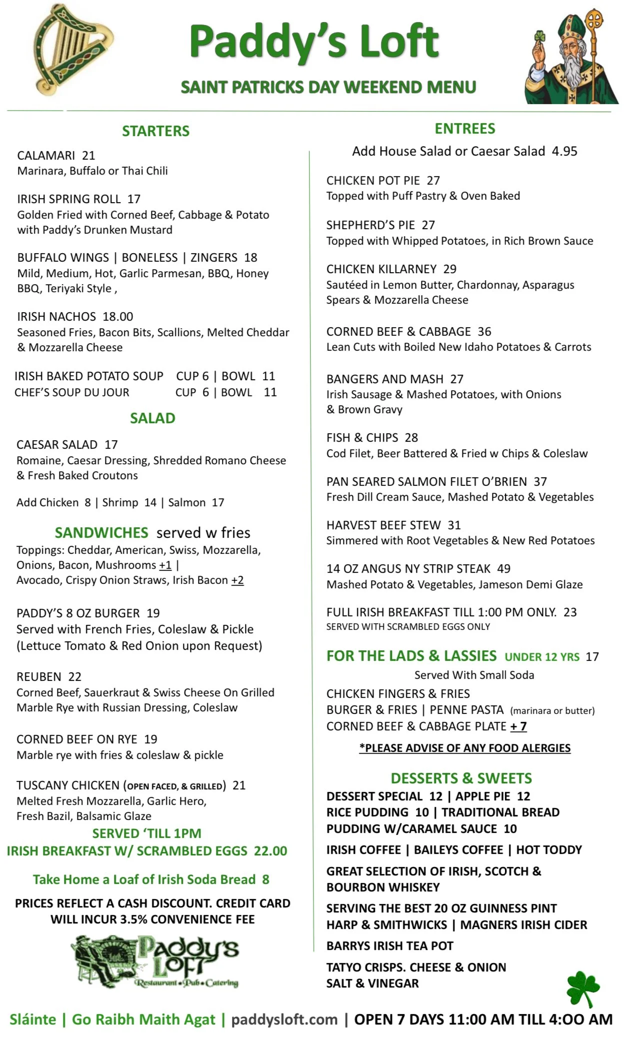 Paddy's Loft Restaurant - Pub - Catering