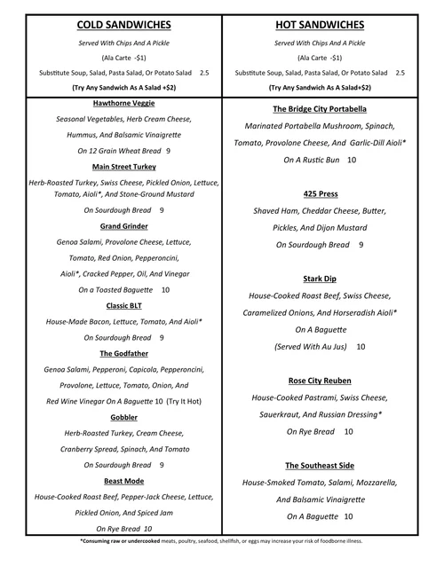 Menu — The Side Door