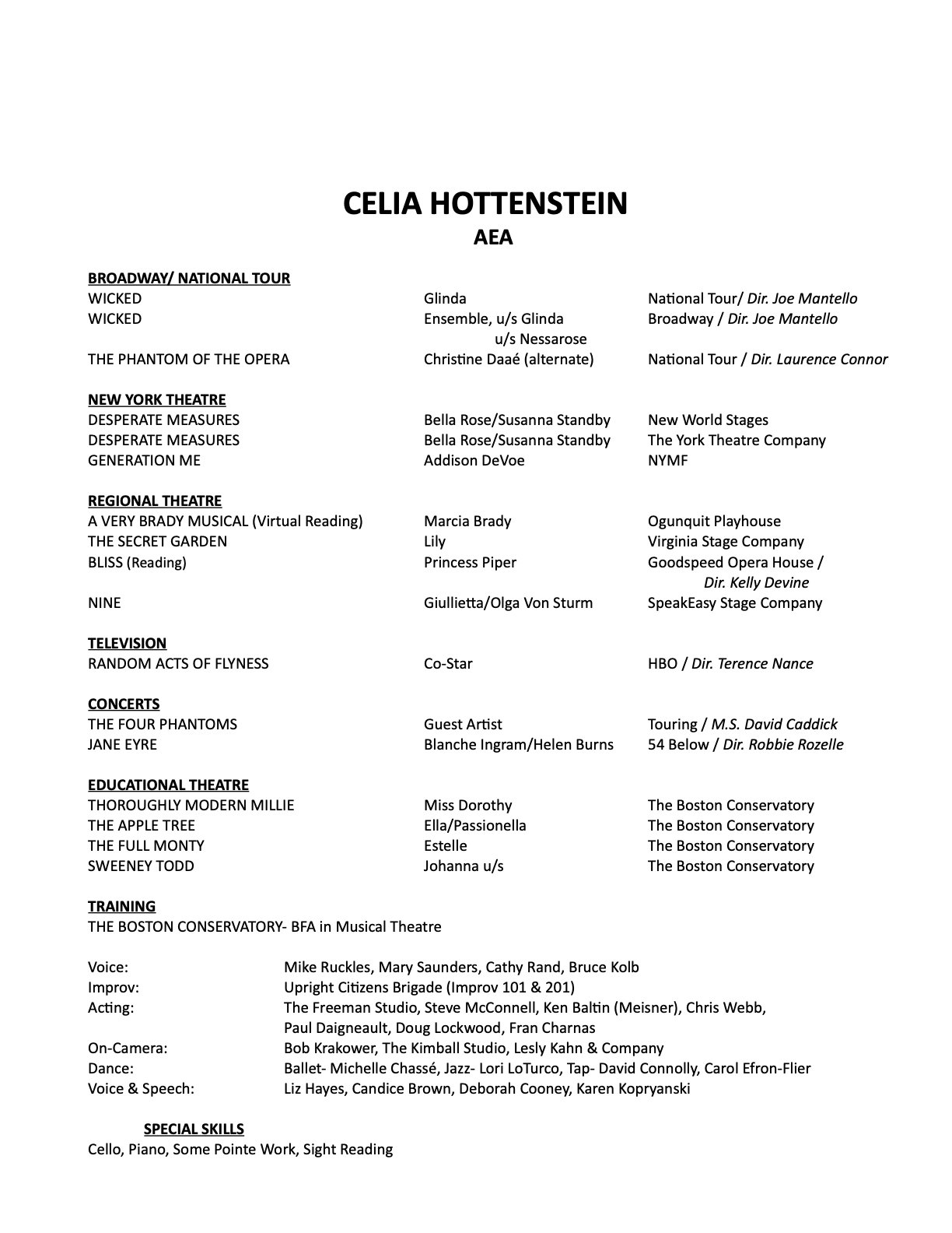 Resume — Celia Hottenstein