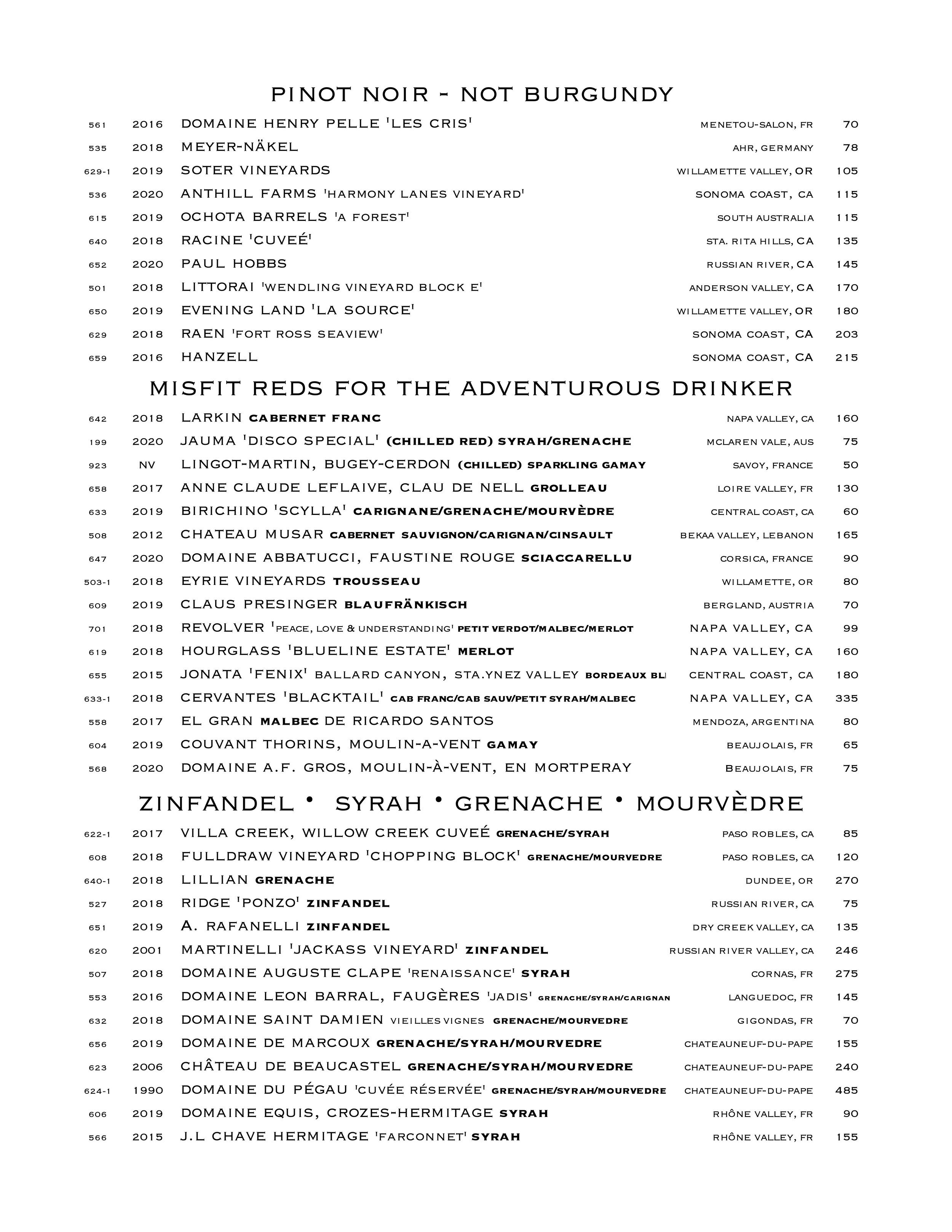 Wine & Spirits — Oran Mor Bistro