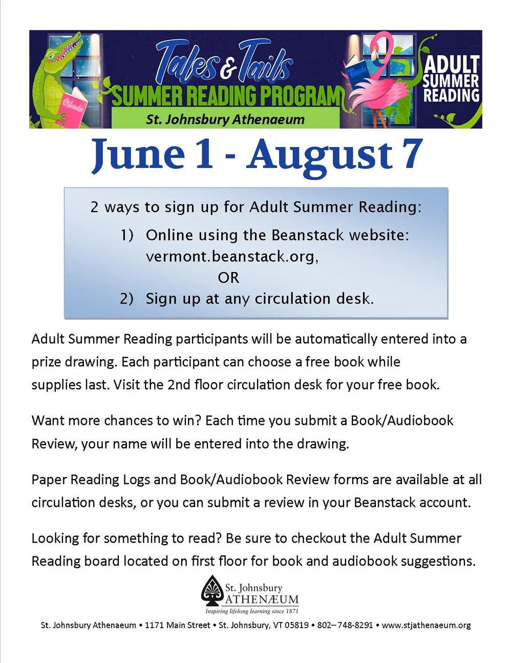 Summer Reading Program 2021 St Johnsbury Athenaeum