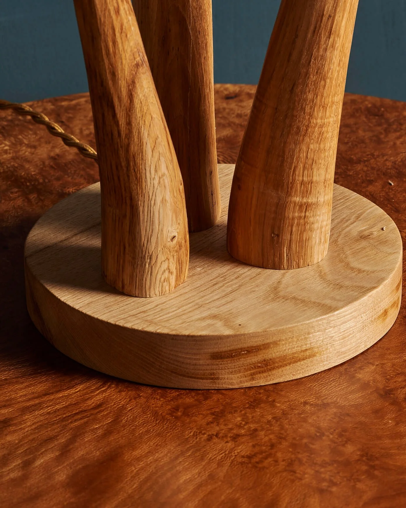 Double Stem Chestnut Lamp with Ash Shades — Peter Lanyon Furniture