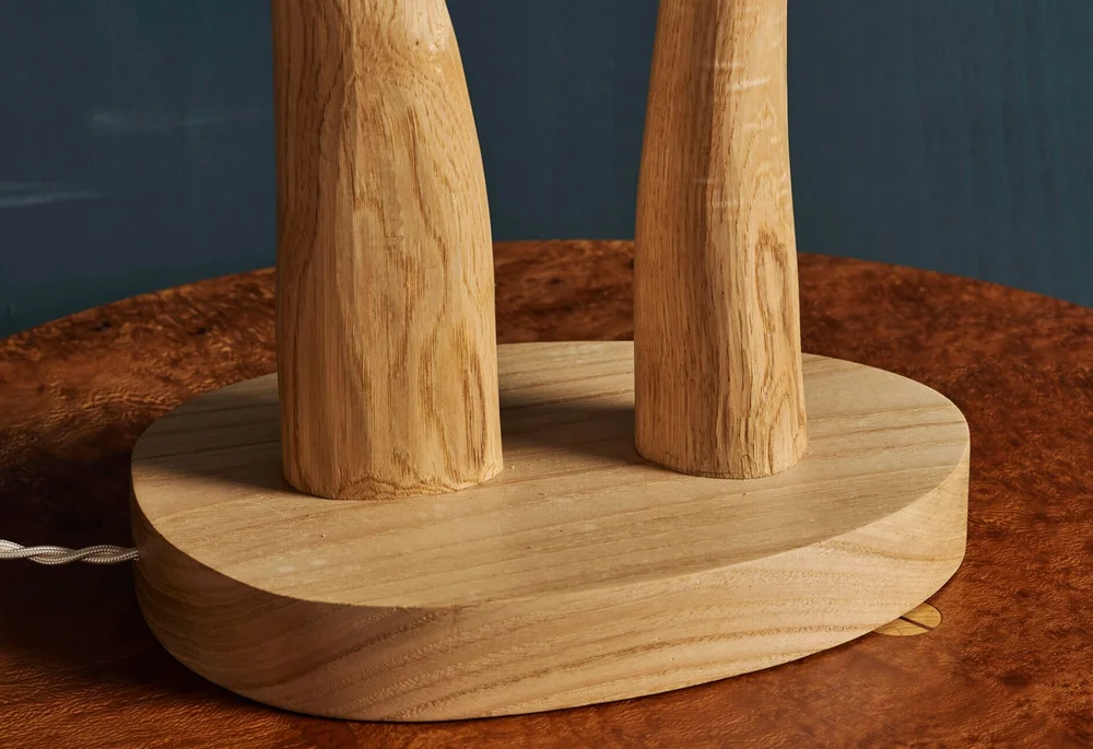 Double Stem Chestnut Lamp with Ash Shades — Peter Lanyon Furniture