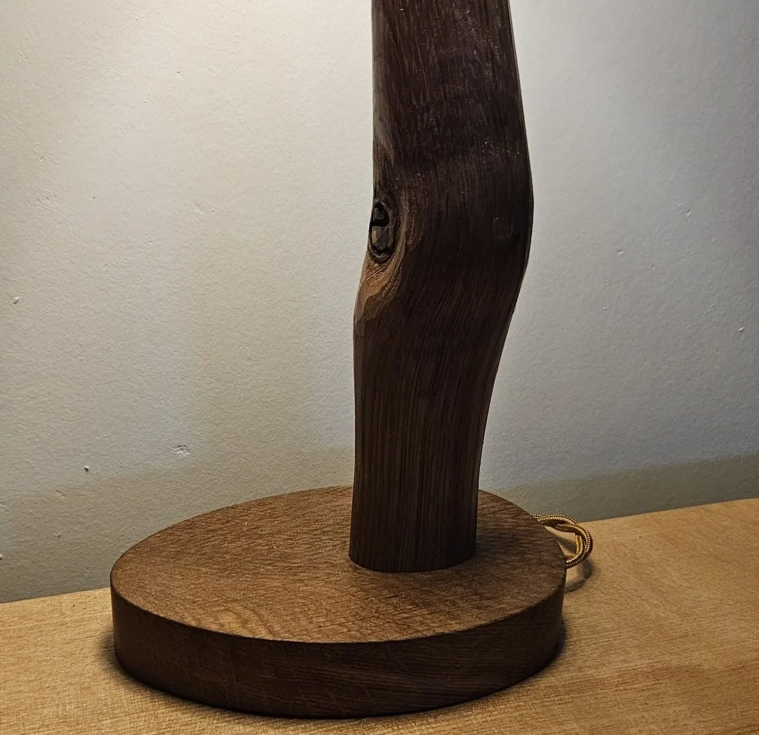 Double Stem Chestnut Lamp with Ash Shades — Peter Lanyon Furniture