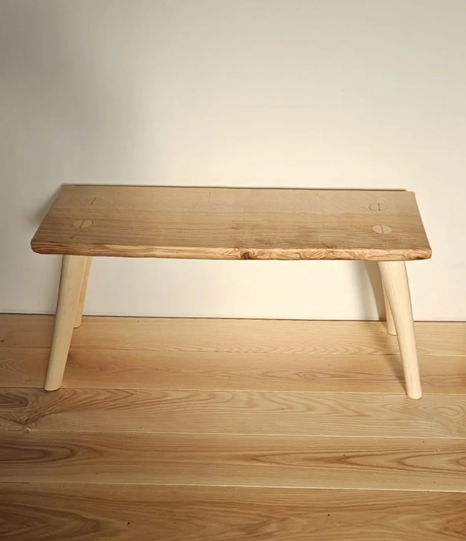 Ash Slab Table with Flared Cherry Legs — Peter Lanyon Furniture