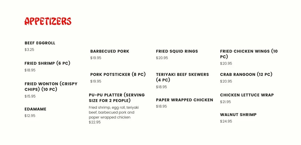 Menu — Pagoda