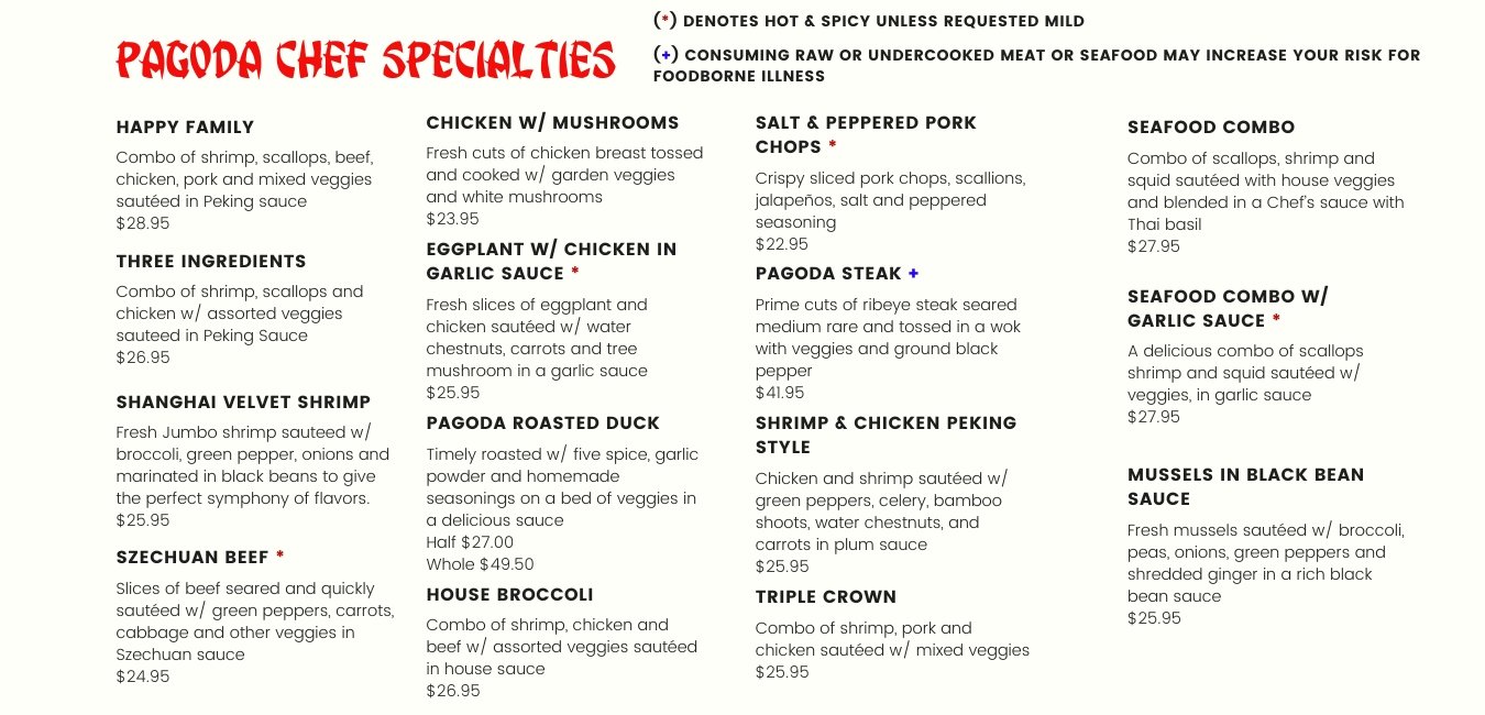 Menu — Pagoda