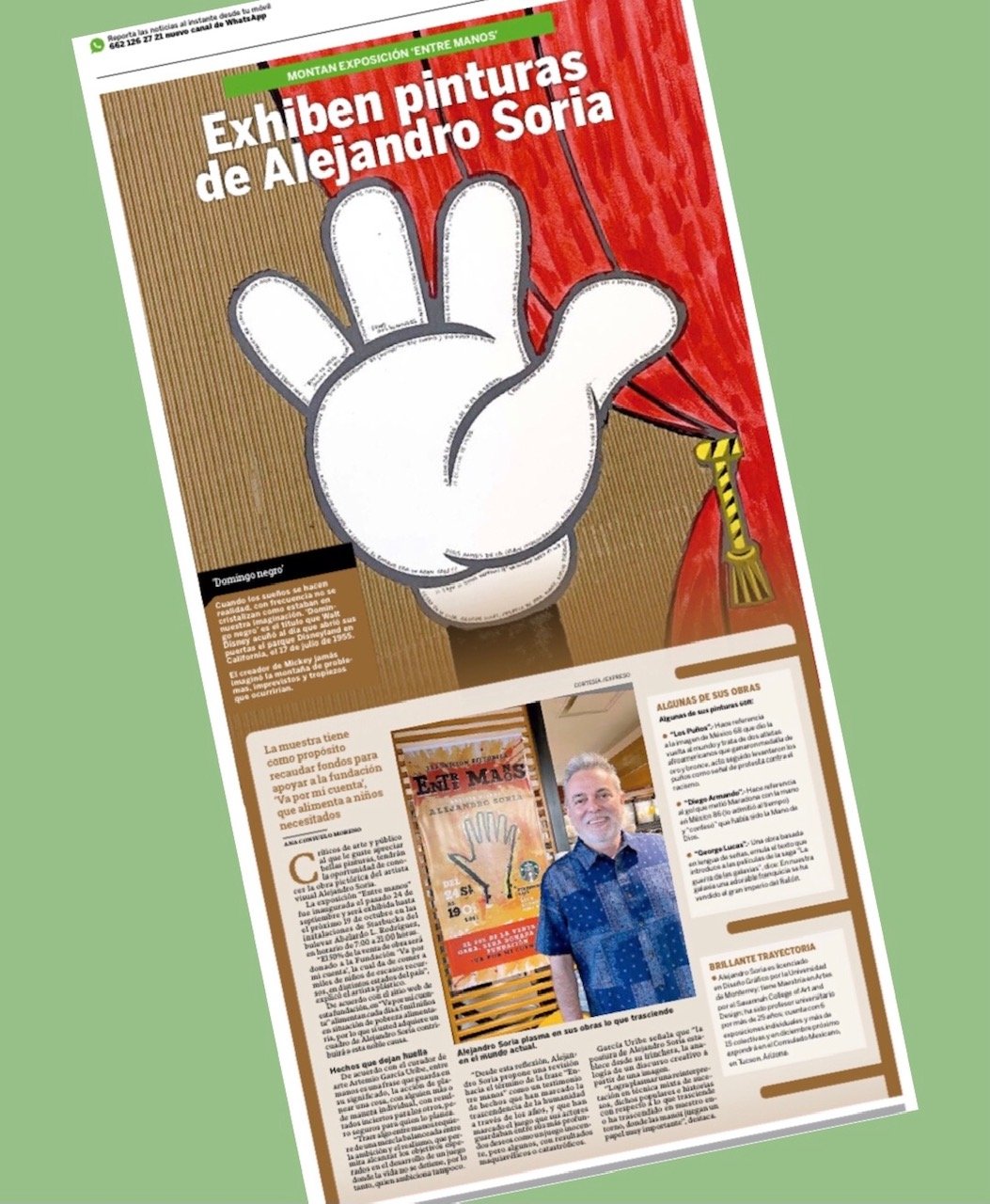 Full page exhibit coverage - Alejandro Soria