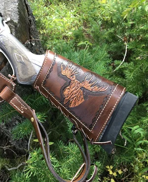 Bugling Bull Elk Stock Wrap — Buffalo Brand Leather