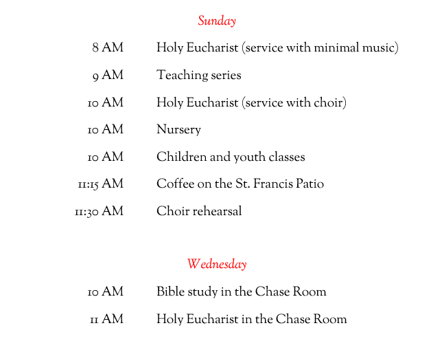 Worship Schedule — Saint Matthias Episcopal Church