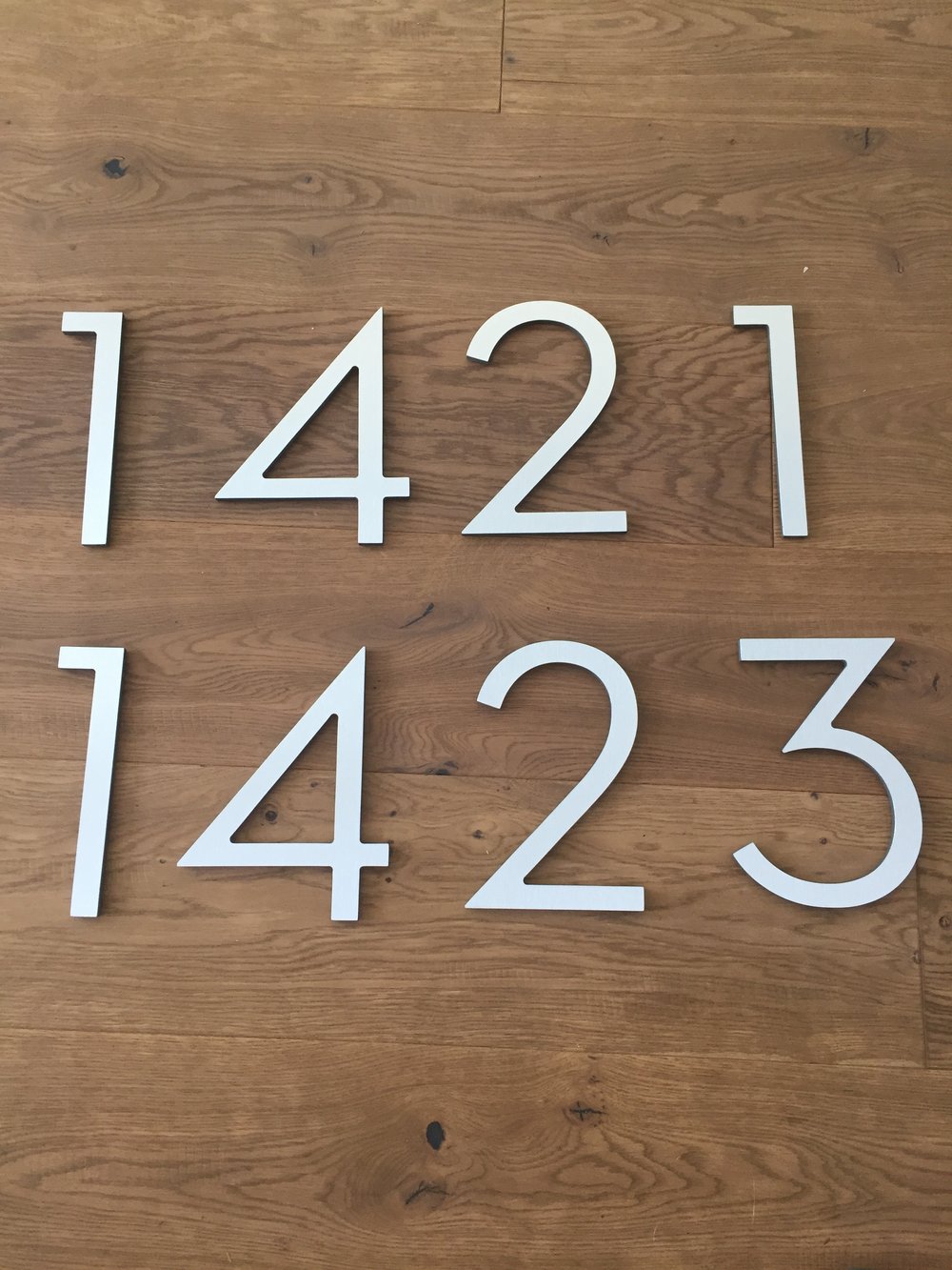 Modern font house numbers — Integer Homes