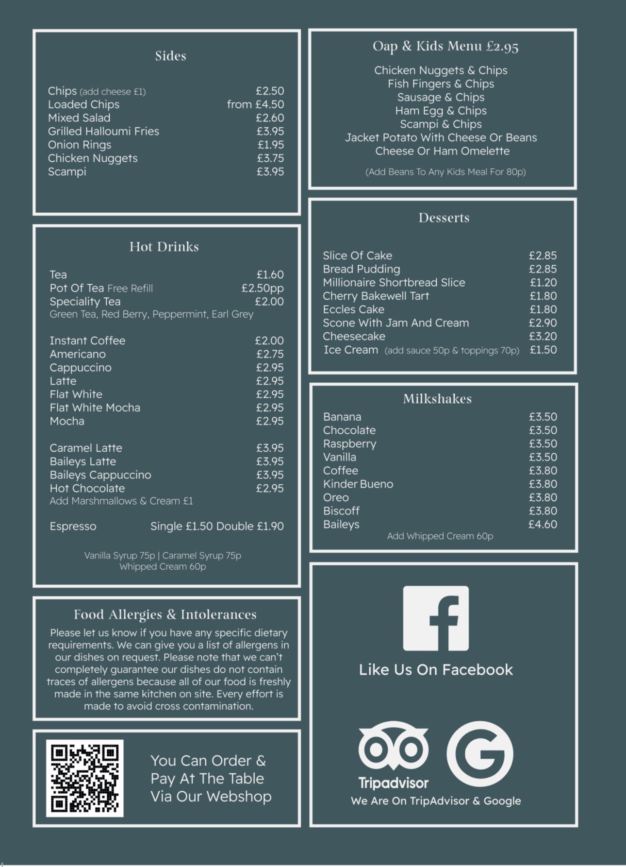 Menu — The Old Garrison