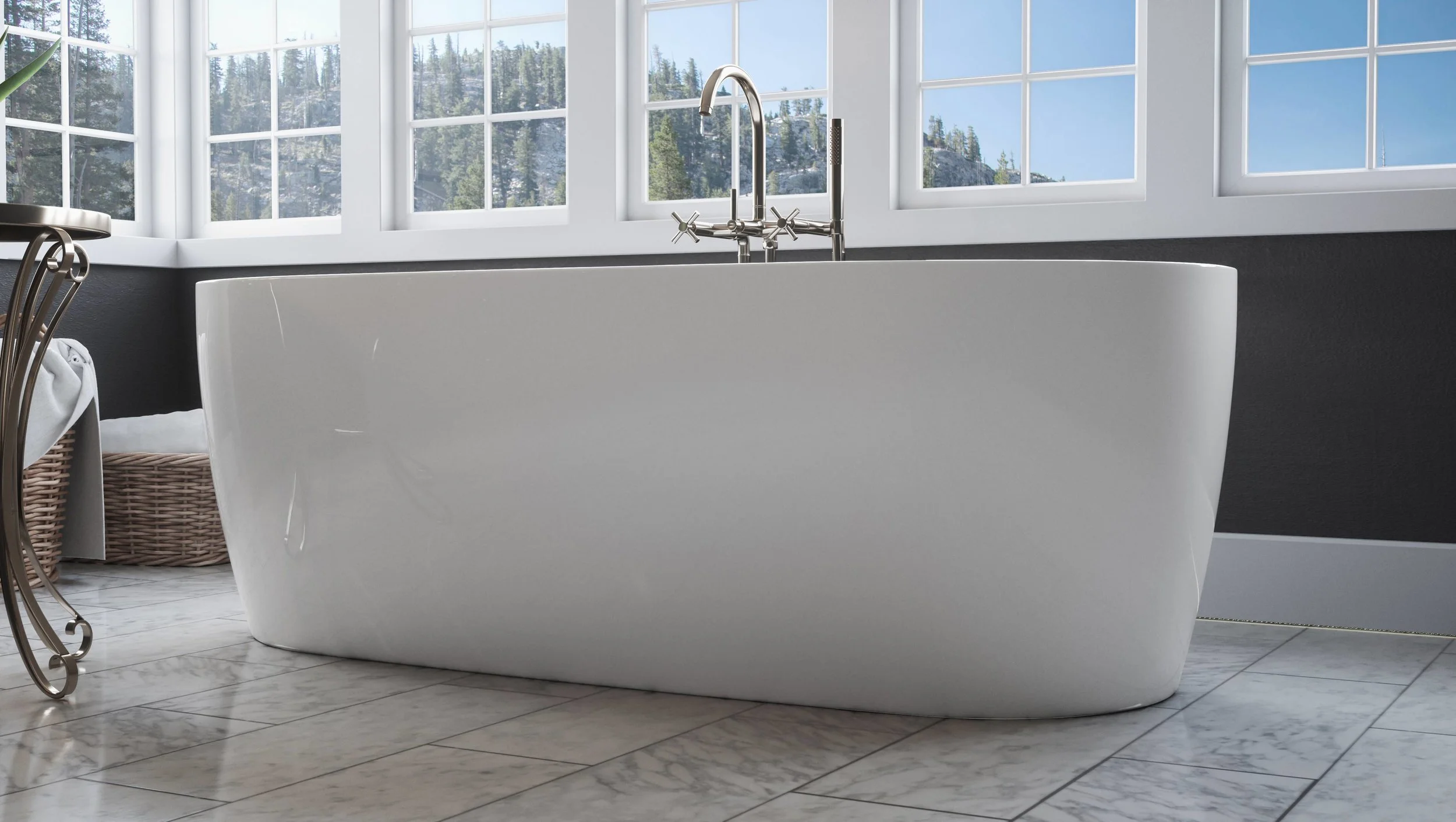 Edgewater 69 inch Modern Freestanding Tub in White — Pelham and White