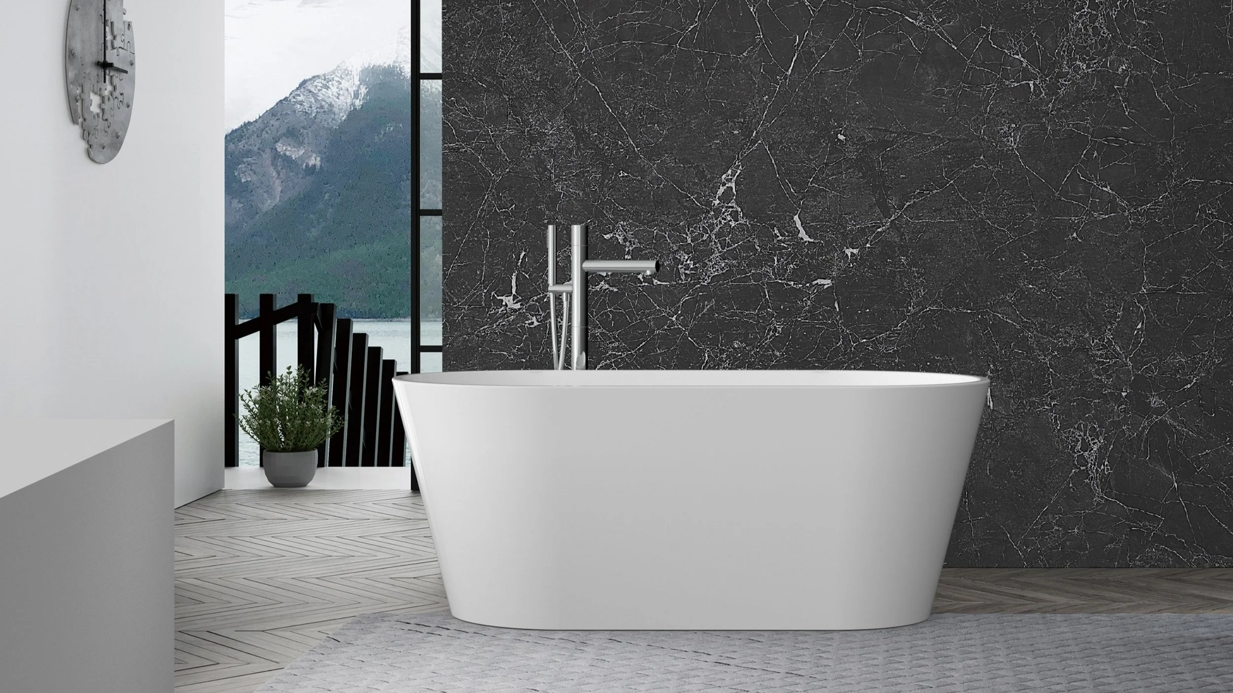 Roselle 67-Inch Modern Freestanding Tub with Integrated White Drain ...