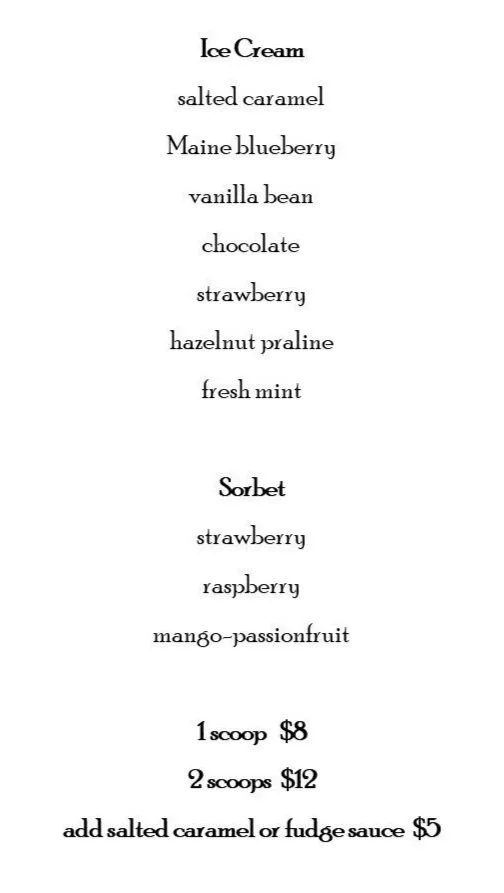 Dessert Menu — Paul's Bistro Menu