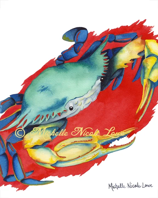 Blue Crab Painting Abstract