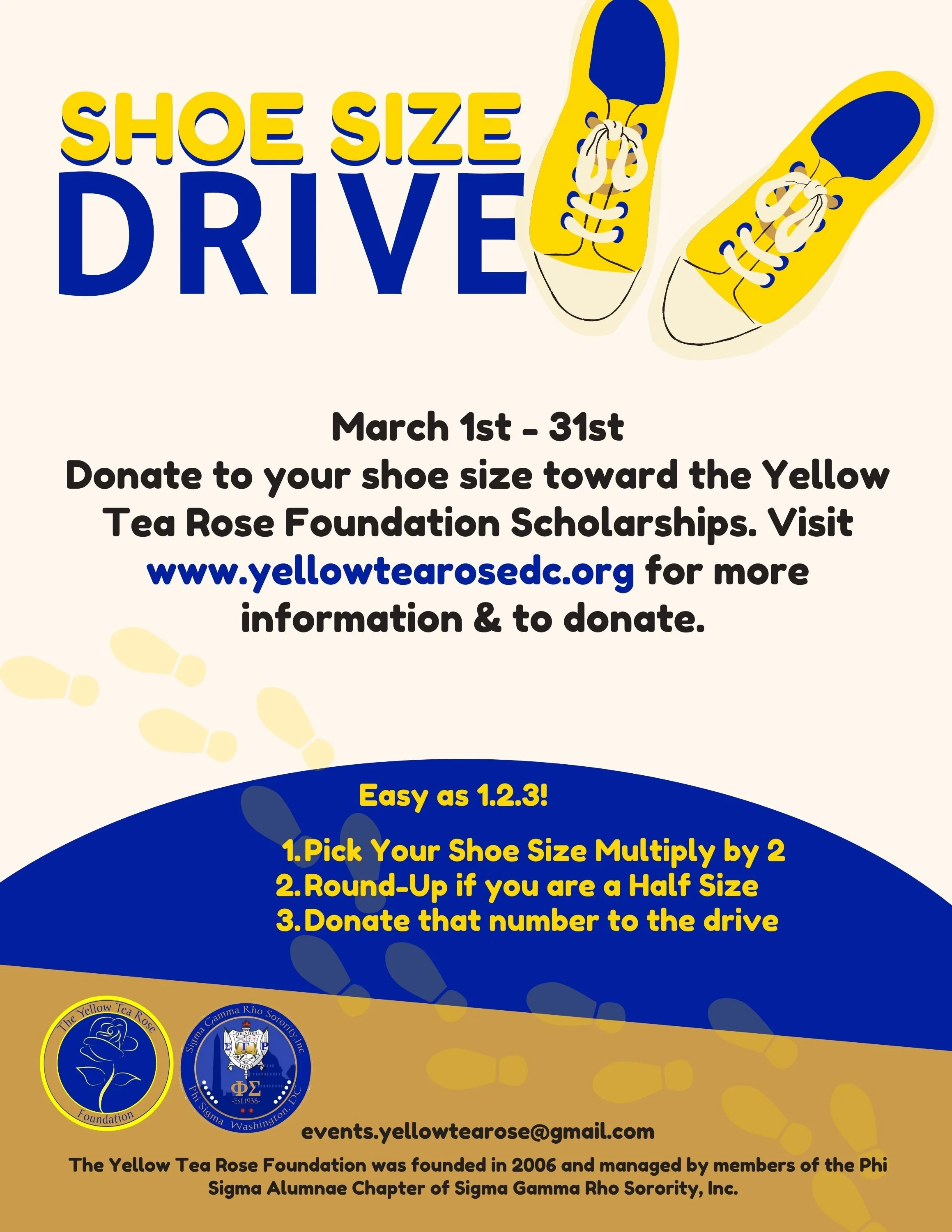 Shoe Size Drive Donation Page — Yellow Tea Rose Foundation