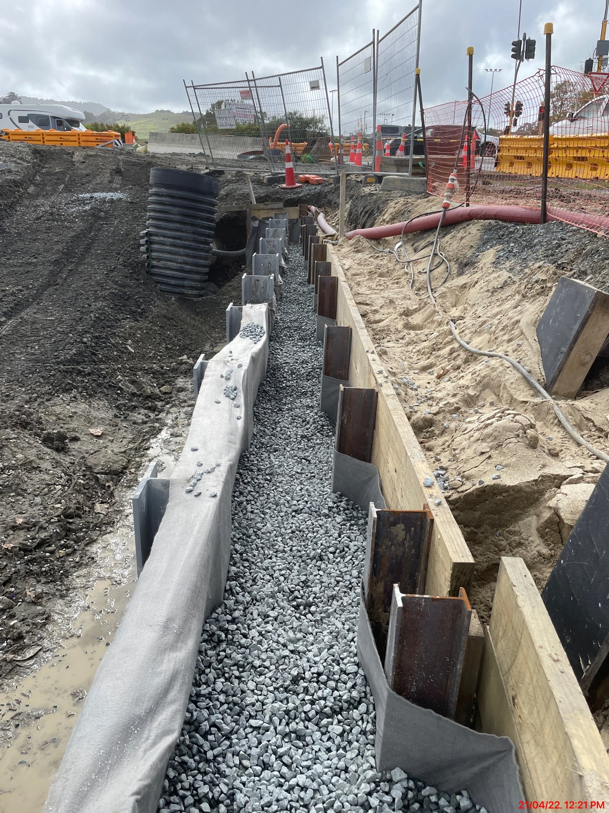 Concrete in for the Hudson Road Swale Apron — Johnstone Construction