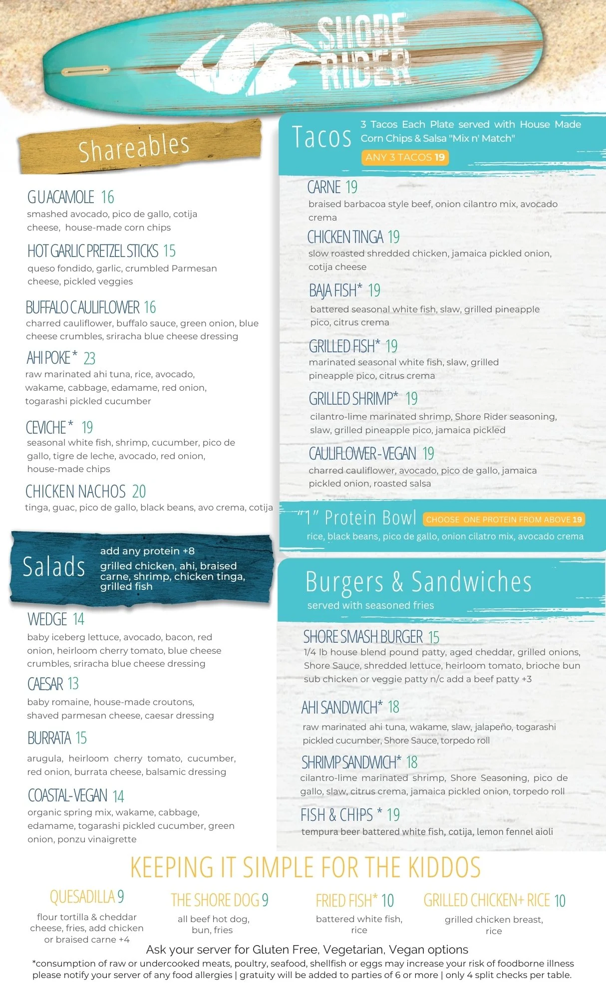 Shore Rider-Menu