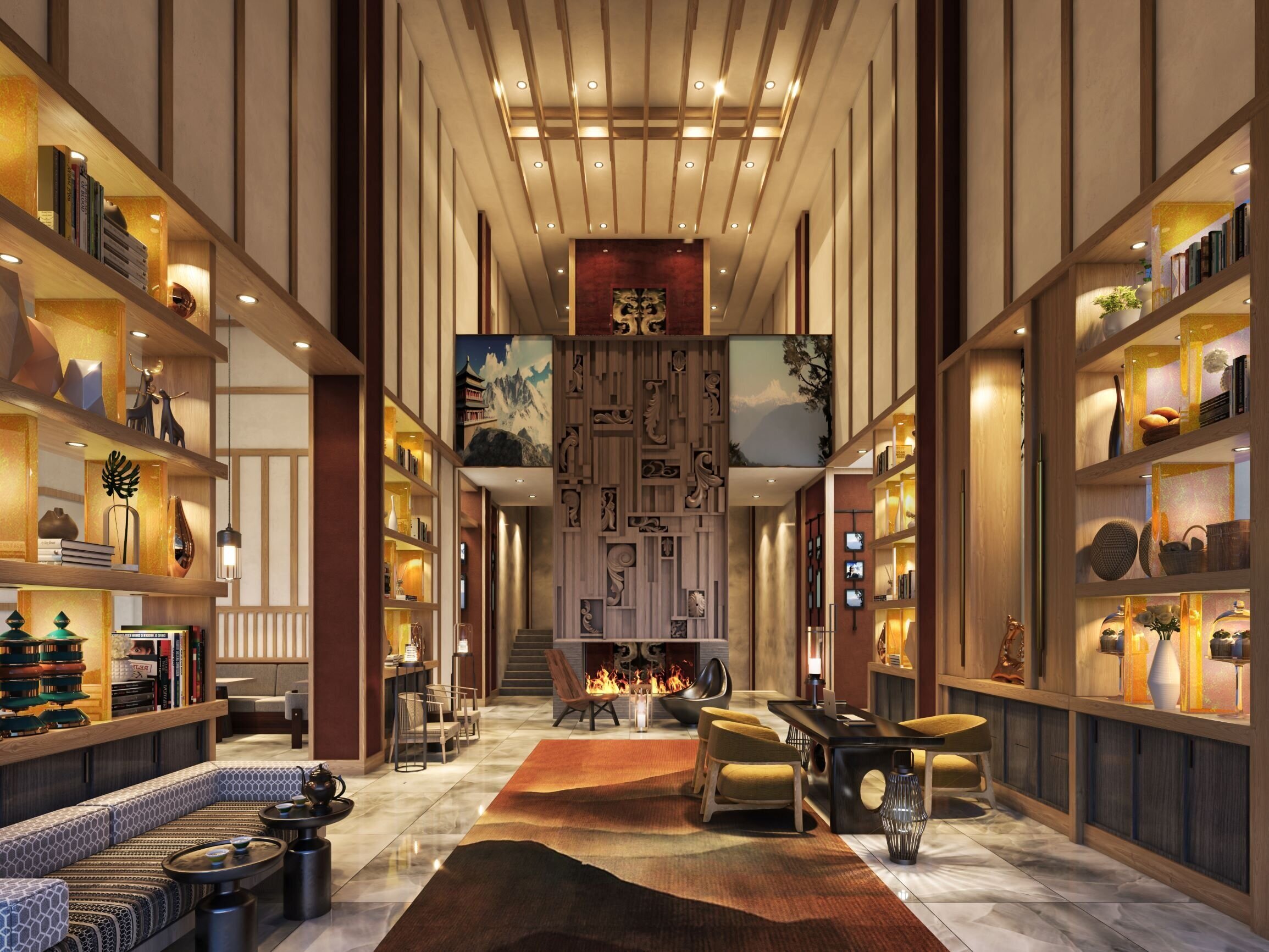 Luxury Contemporary Hotel Lobby
