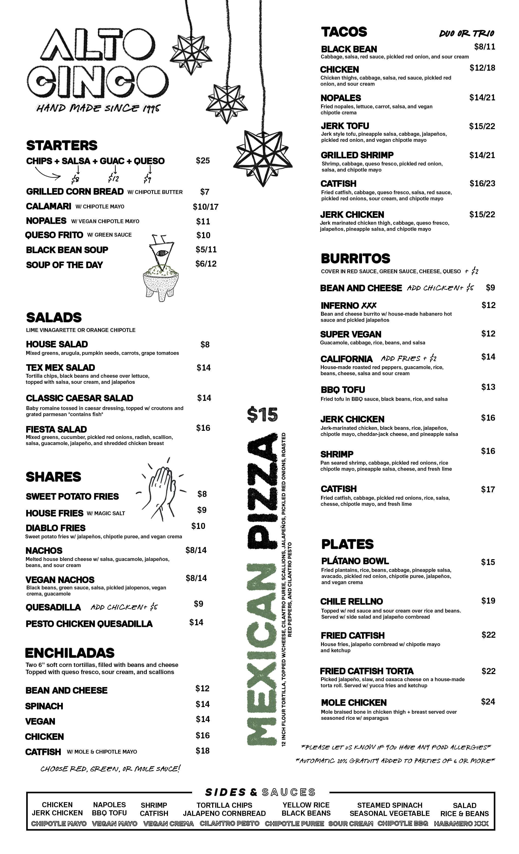 DINE IN MENU — Alto Cinco