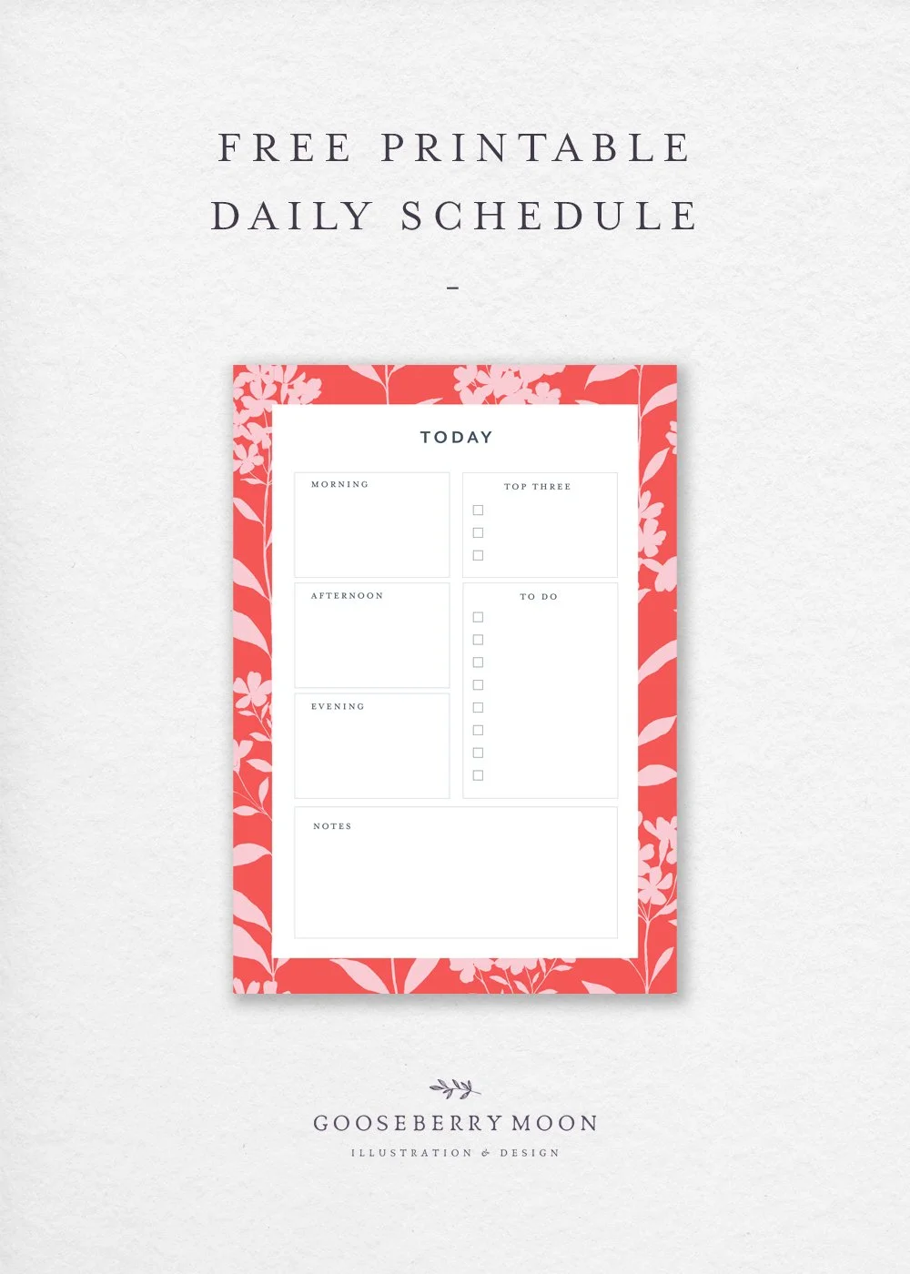 Free printable daily schedule — Gooseberry Moon