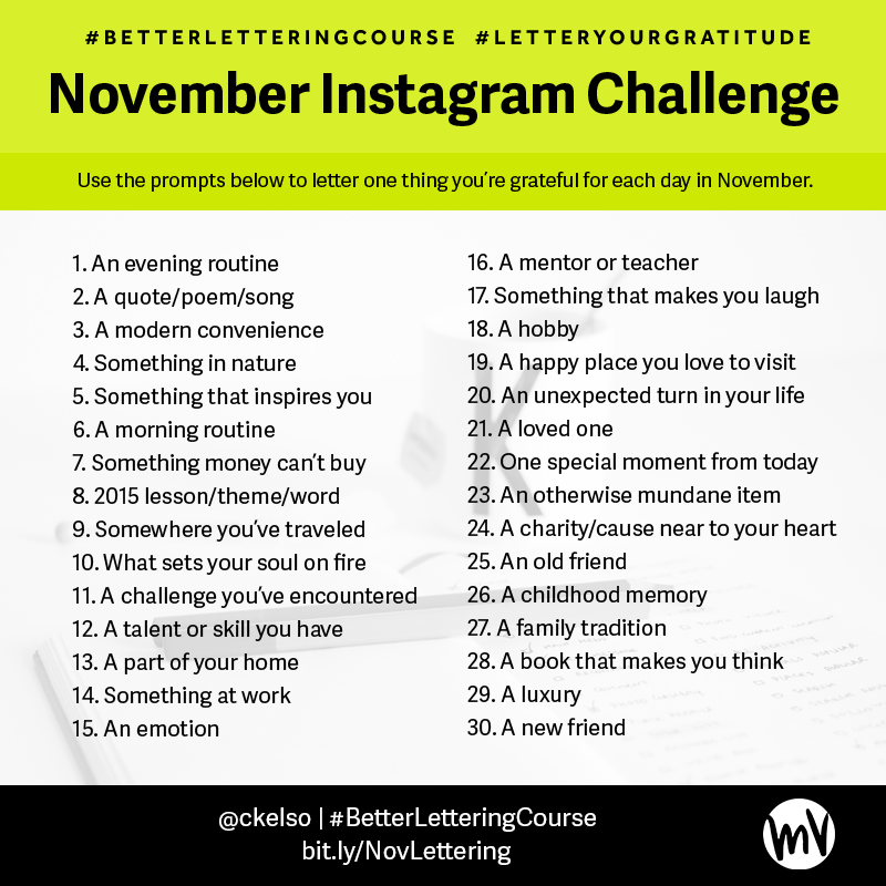 November Photo Challenge List