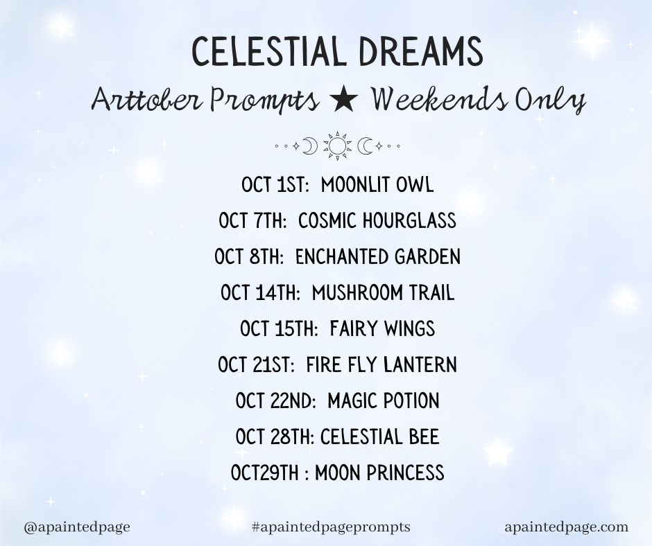 Arttober Prompts Celestial Dreams — A painted page