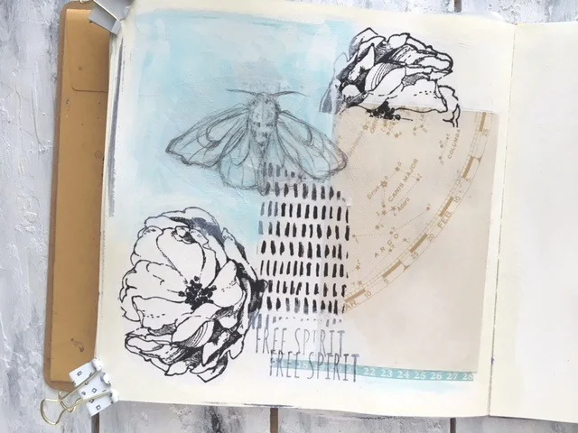 How to Create 6 Art Journal Pages With One Stamp — A painted page