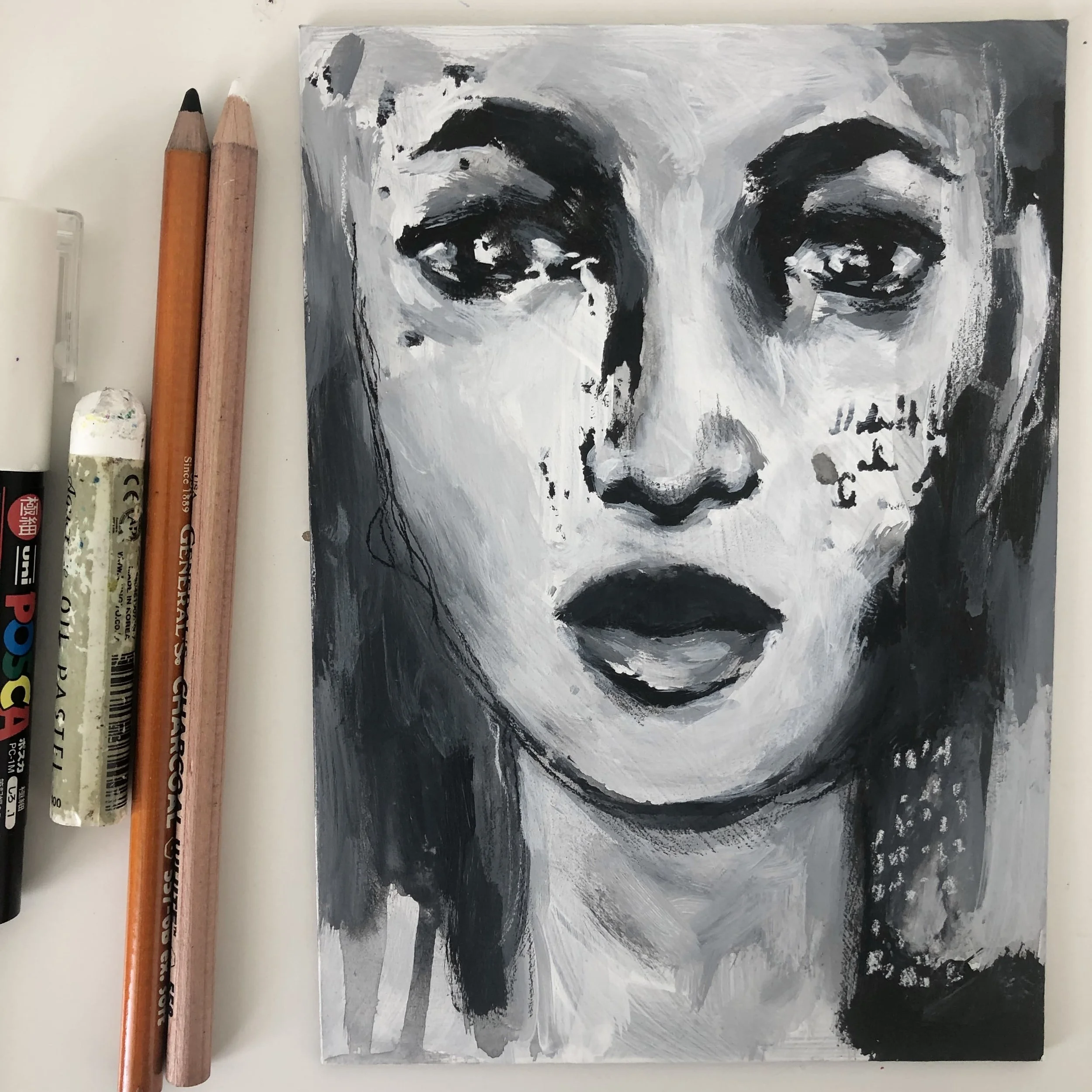 Mixed Media Woman Face Stencil — A painted page