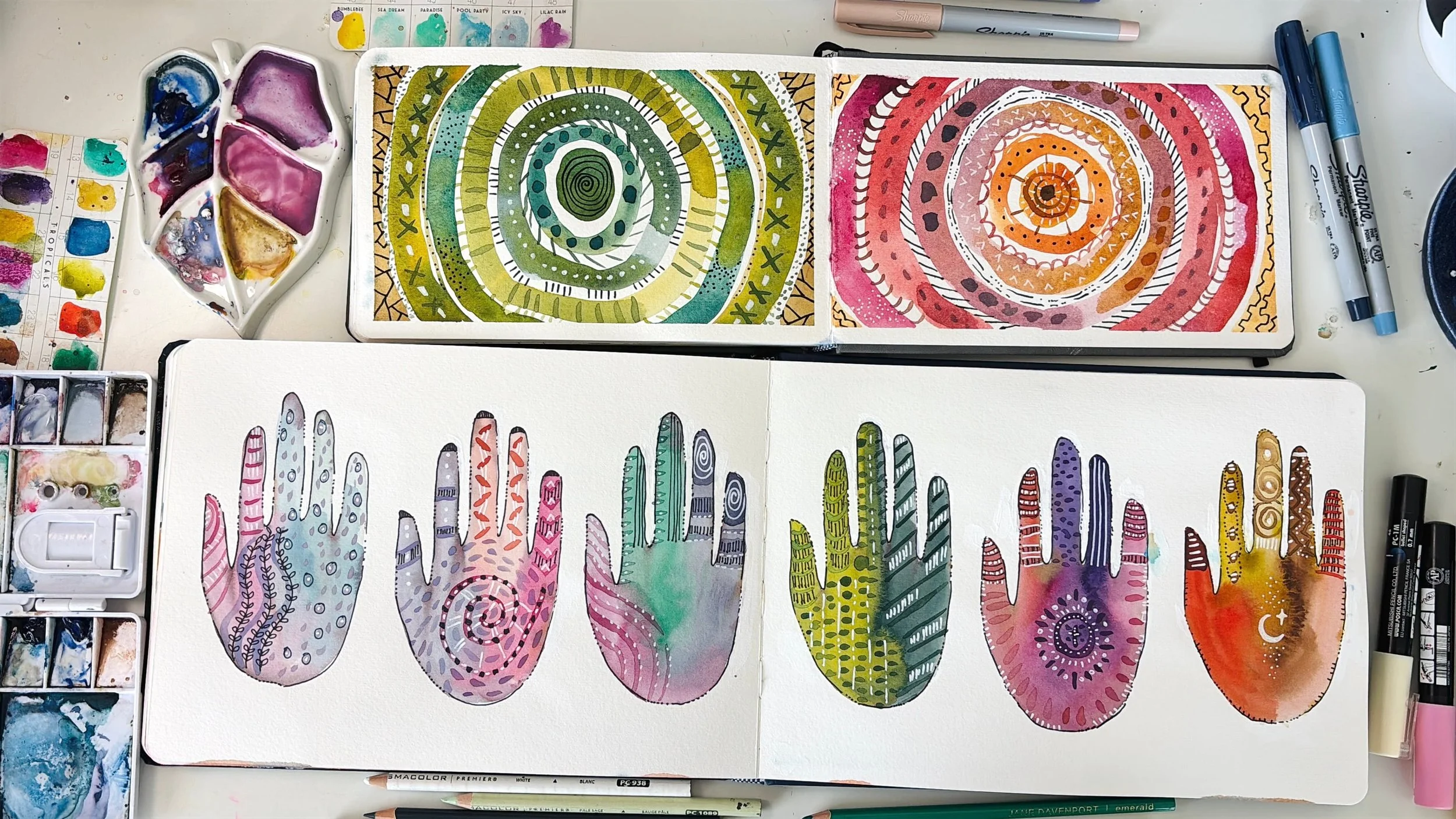 Abstract Watercolor Sketchbook Studies [Video] — A painted page