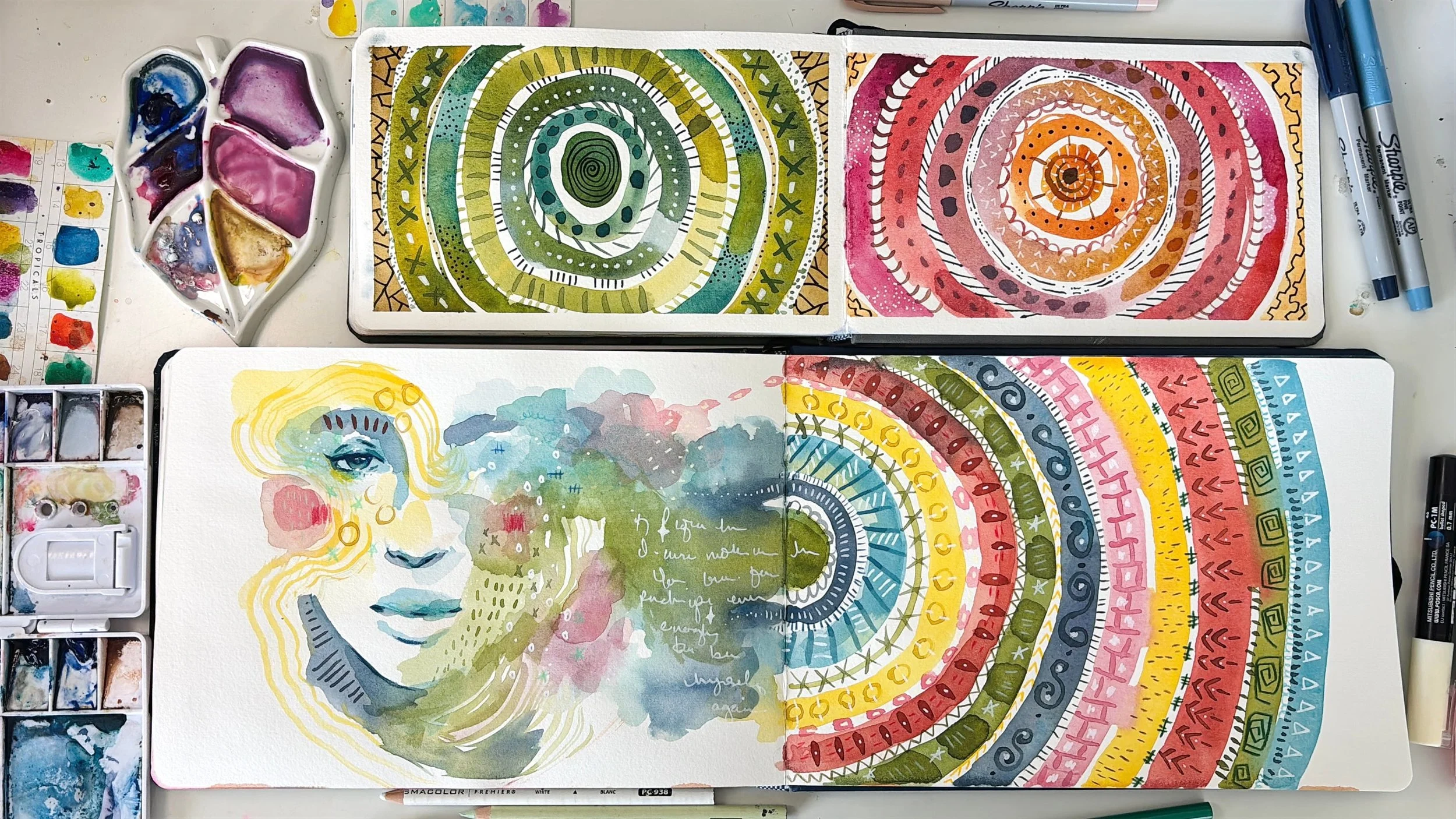 Abstract Watercolor Sketchbook Studies [Video] — A painted page