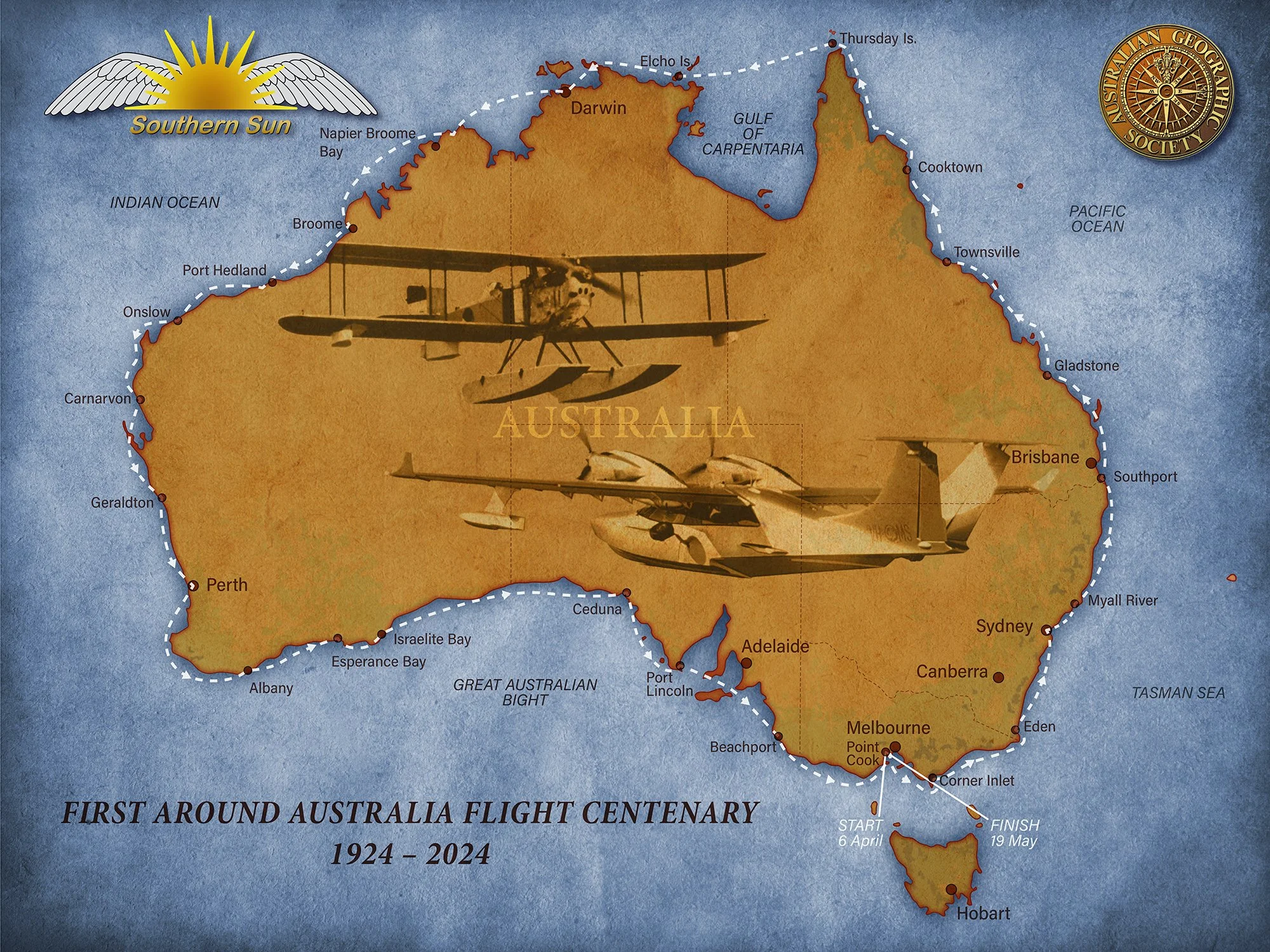 FIRST AROUND AUSTRALIA FLIGHT CENTENARY Voyages Of The Southern Suns