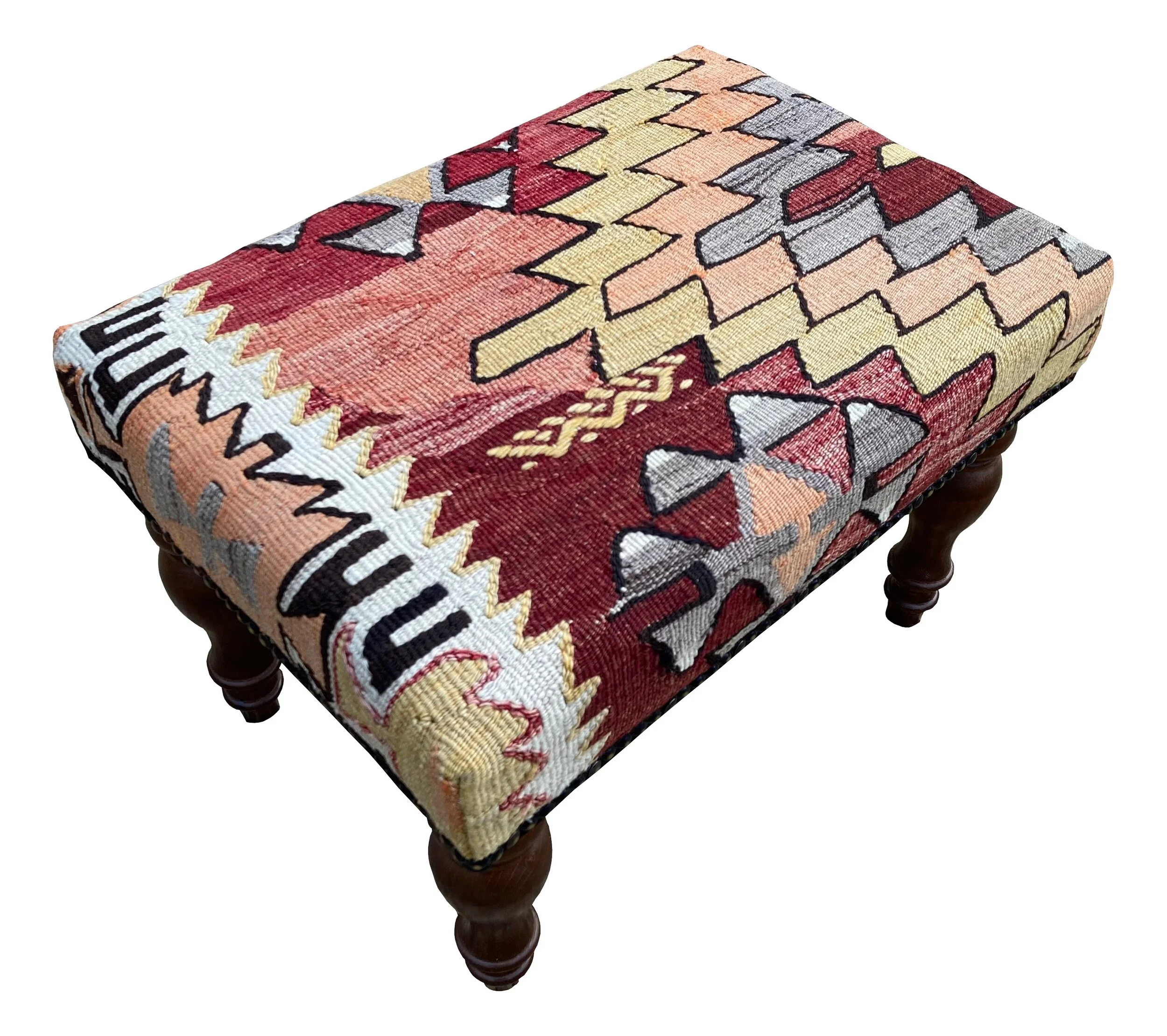 Kilim Covered Stool 0.52m x 0.36m x H0.36m — Rug Addiction