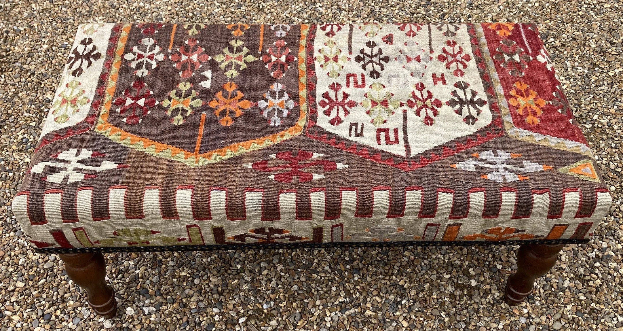Kilim Covered Stool 0.90m x 0.46m x H0.39m — Rug Addiction