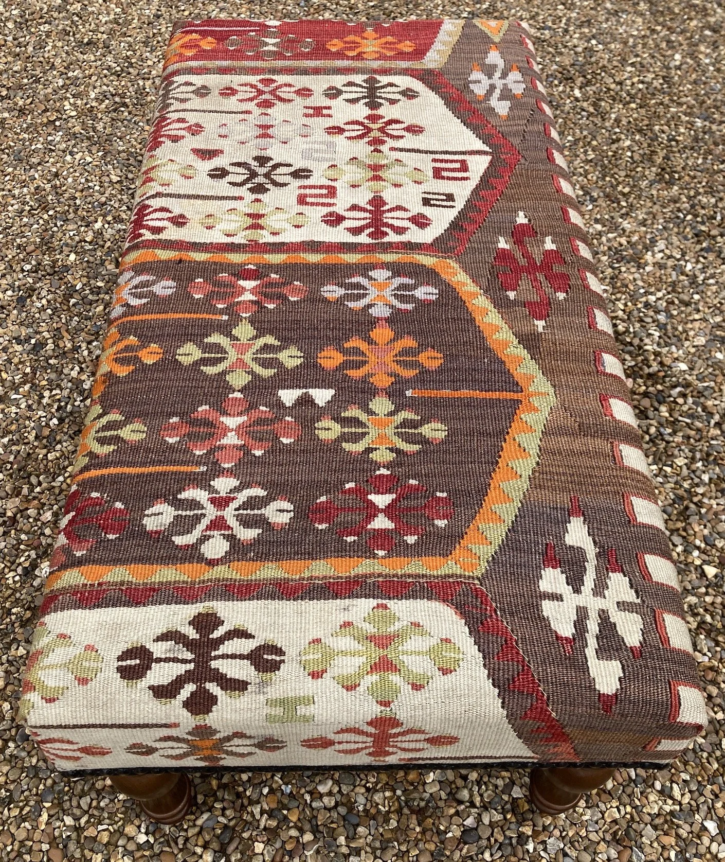 Kilim Covered Stool 0.90m x 0.46m x H0.39m — Rug Addiction