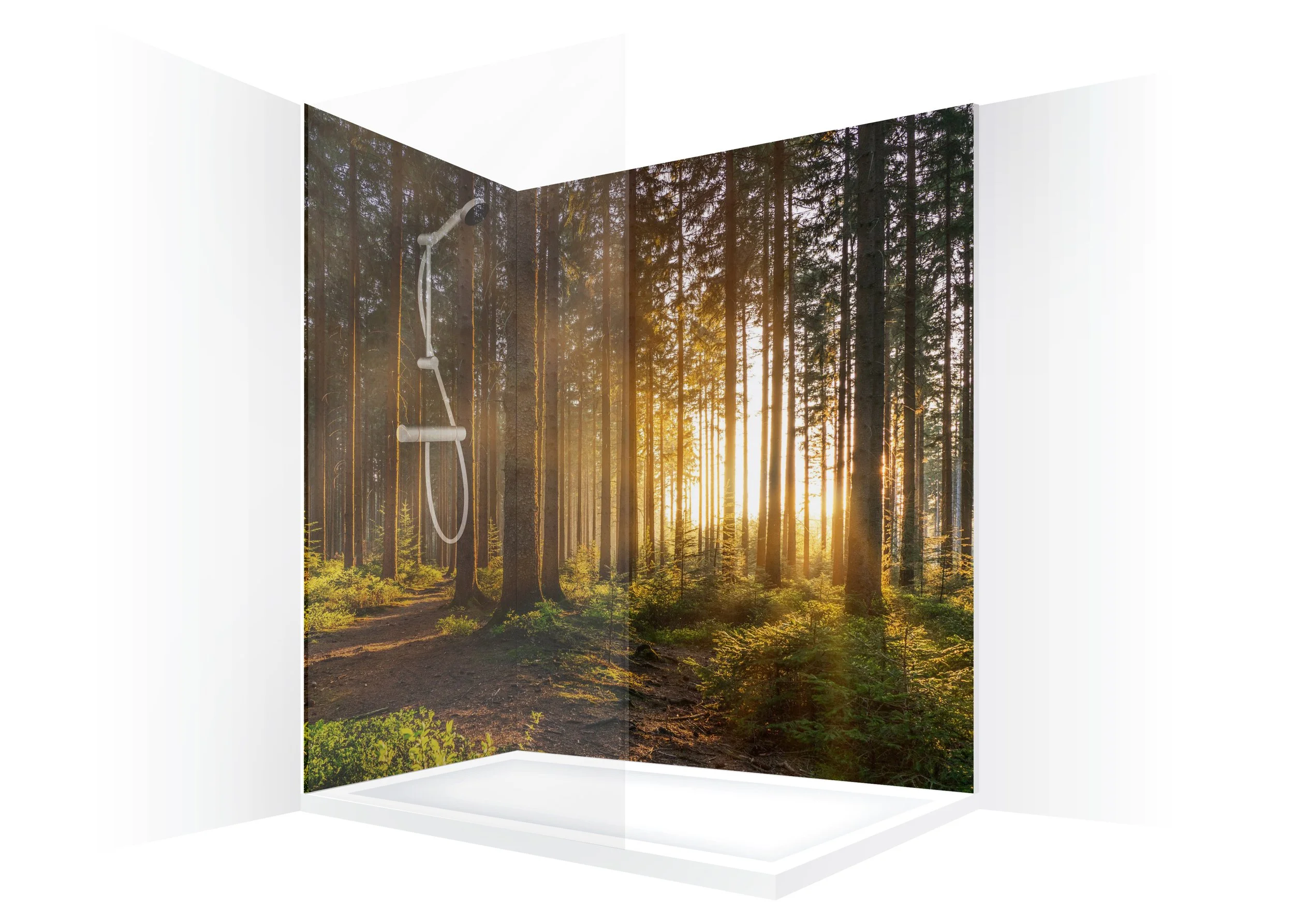Forest scene photo shower panels — Showerscape