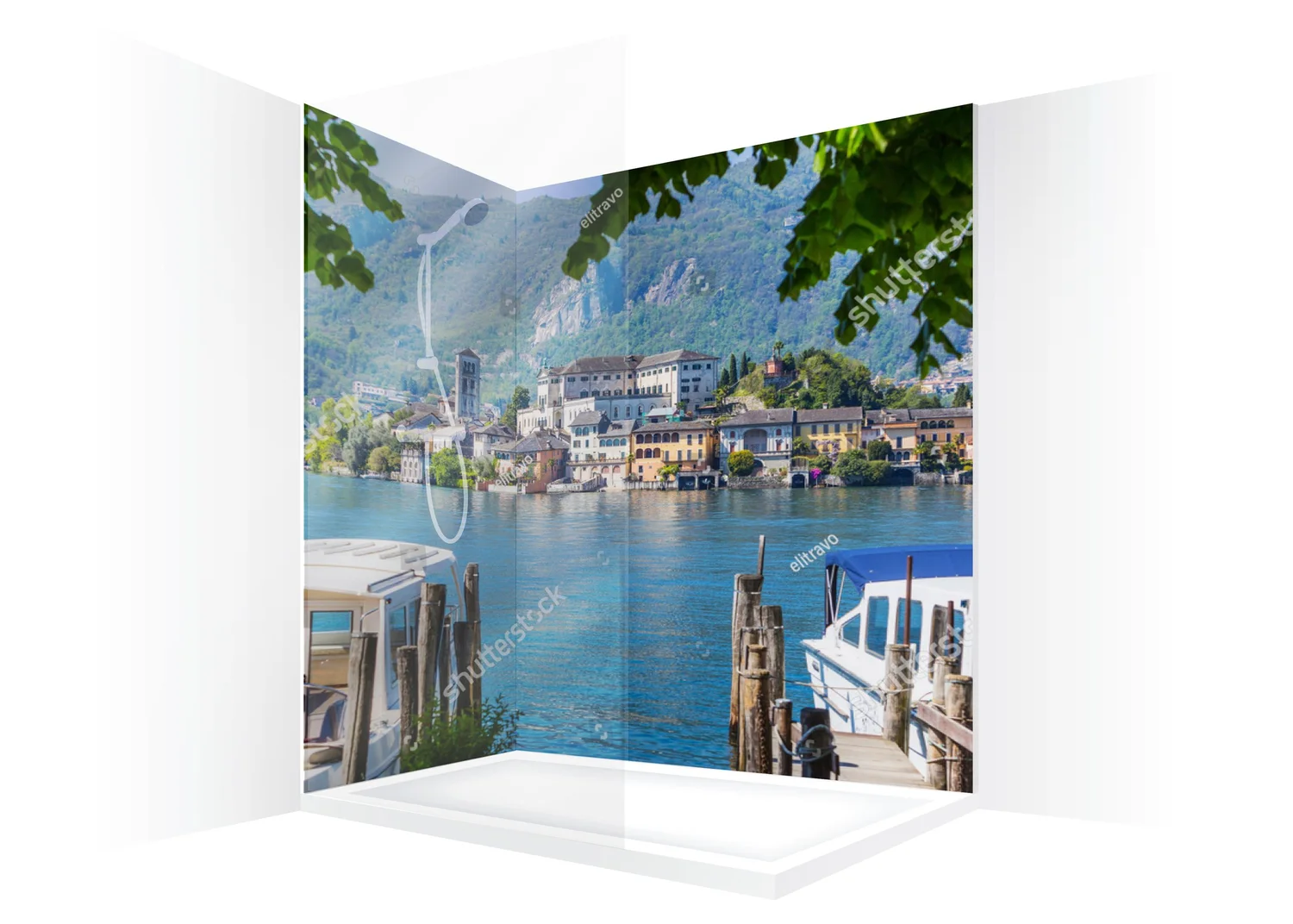Italian Lake Panoramic Shower Panels — Showerscape