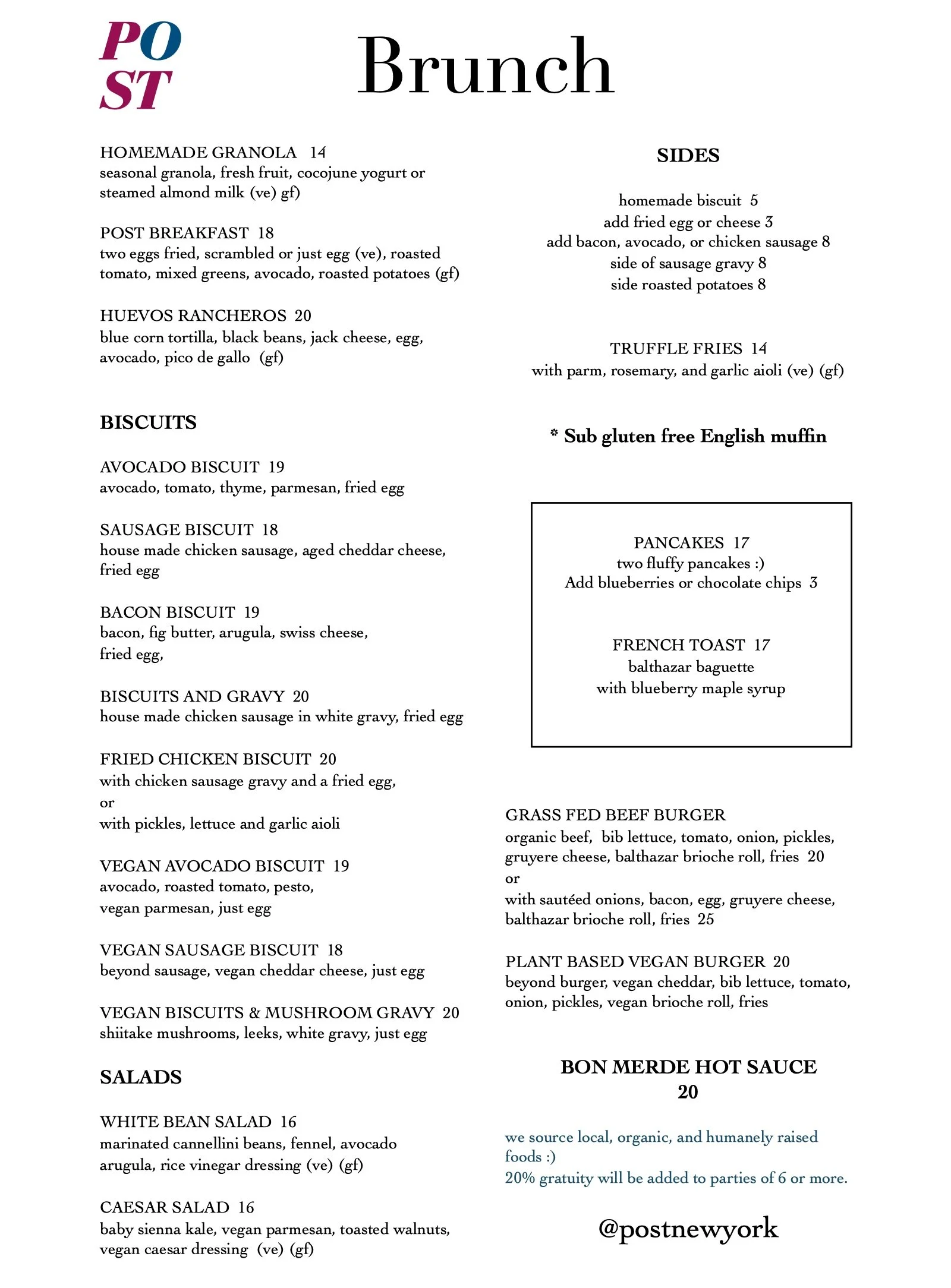 MENU — POST